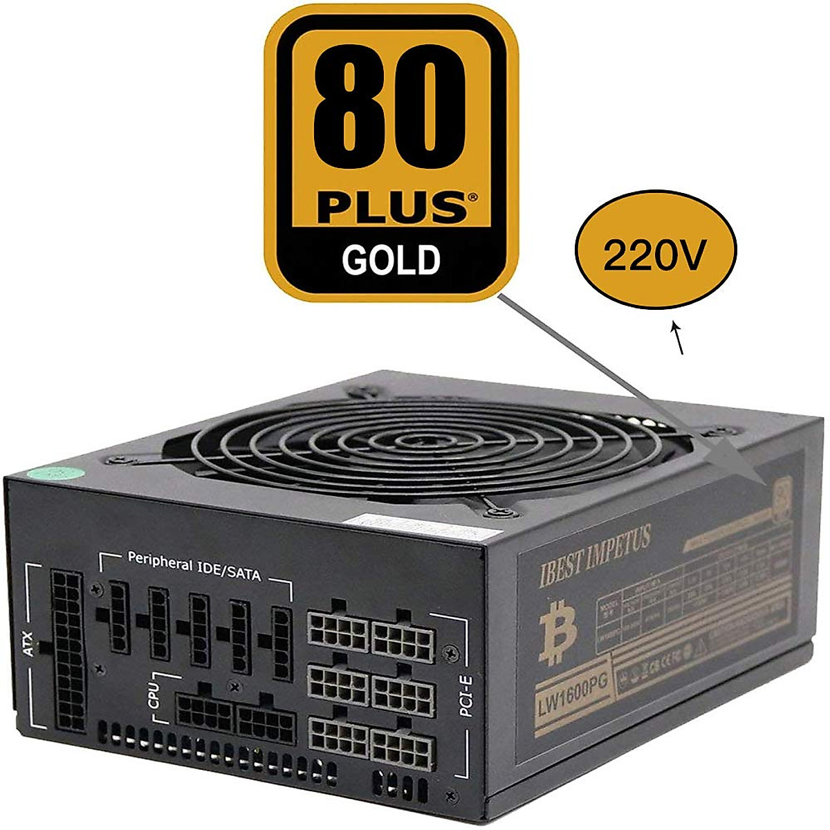 Module Power Supply 1600w Full Modular for Miner 1600w 80 Plus Gold Power Supply 12V with Auto Fan Speed Control Support 8 Graphic Card RX3060/3070/3080 for ETH ETC Zcash Ethereum Mining Rig 110V