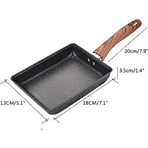 KALTEK Tamagoyaki Pan with accessories, Includes serving plate, oil brush, spatula and chopsticks, Japanese Cookware, Egg Pan, Rectangle Frying Pan, Omelette Maker Nonstick, Omelet Pan, 7" x 5" Black