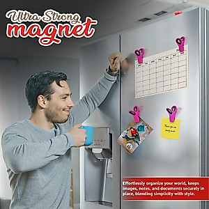 Magnus 10 Pack Magnetic Chip Clips - Tight Sealing Bag Clips for Food Packages with Super Strong Magnet Clips for Fridge Heavy Duty - Food Clips for Bags, Chip Bag Clip for Food Storage (Matte Pink)