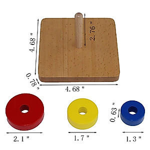 Kghios Montessori Infant Toys Materials for Toddlers 6 Months-1-2 Year Old Babies Infant & Toddler Materials Discs on Horizontal Dowel 4 in 1