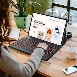 JADEMALL Keyboard Case for Galaxy Tab S7 FE 5G / S8 Plus / S7Plus – Detachable Bluetooth Backlight Magnetic Keyboard - 12.4 Inch Slim Folio Smart Cover with S Pen Holder, Auto Sleep/Wake - Rose Gold