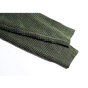 yoeasy Men Stand Collar Chunky Button Down Cardigan Sweater Long Sleeve Slim Fit Ribbed Knitted Sweater with Pocket (Medium, Army Green)