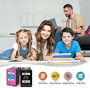 Akouta 67 XL Ink Cartridge Remanufactured Replacement for HP Ink Cartridge 67 XL Used in Envy Pro 6452 6455 6458 DeskJet 1255 2732 2752 2755 DeskJet Plus 4140 4152 Printer (2 Black 1 Tri-Color)