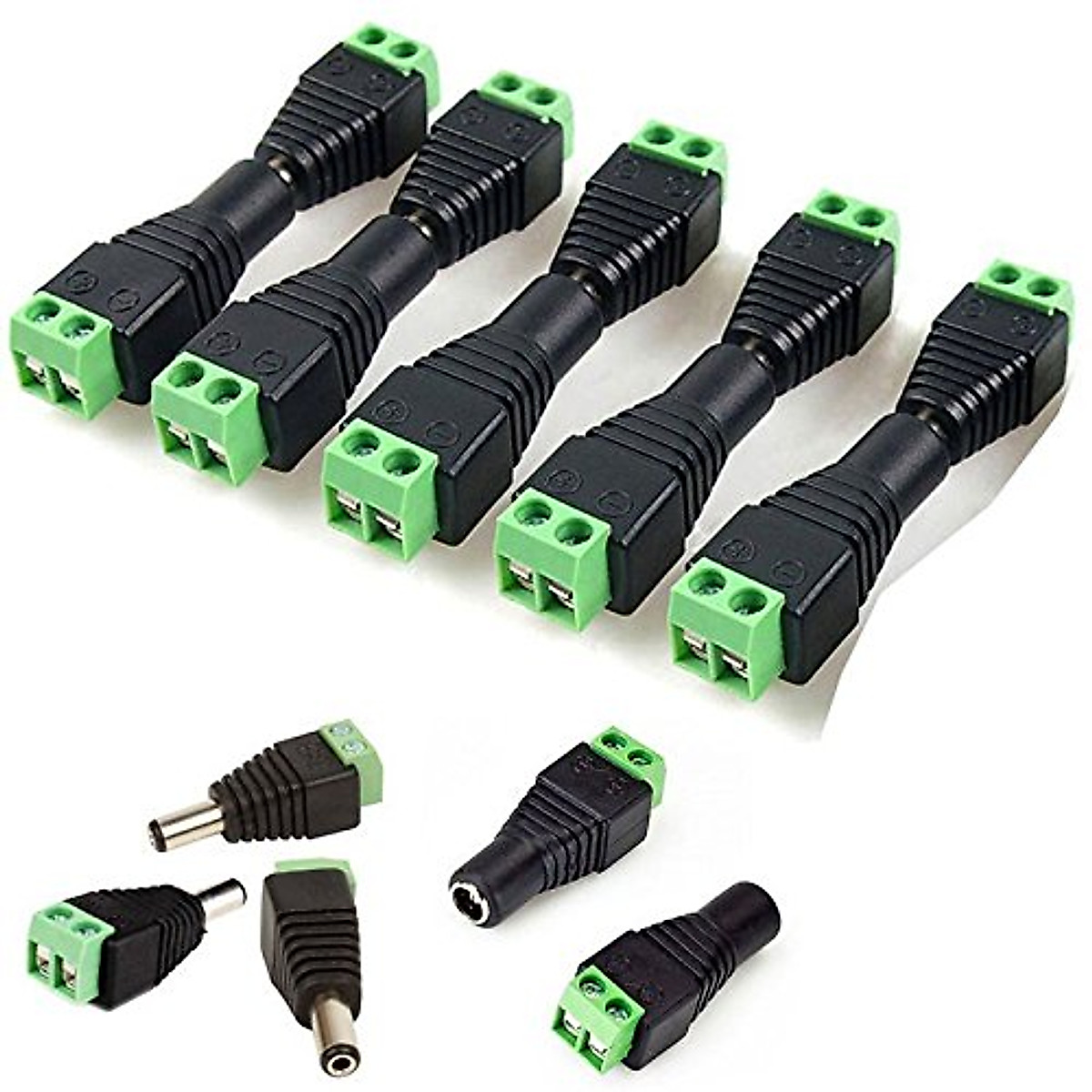 HiLetgo 10Pair Male Female 5.5 X 2.1mm DC Power Plug CCTV 12V Power Terminal Connector
