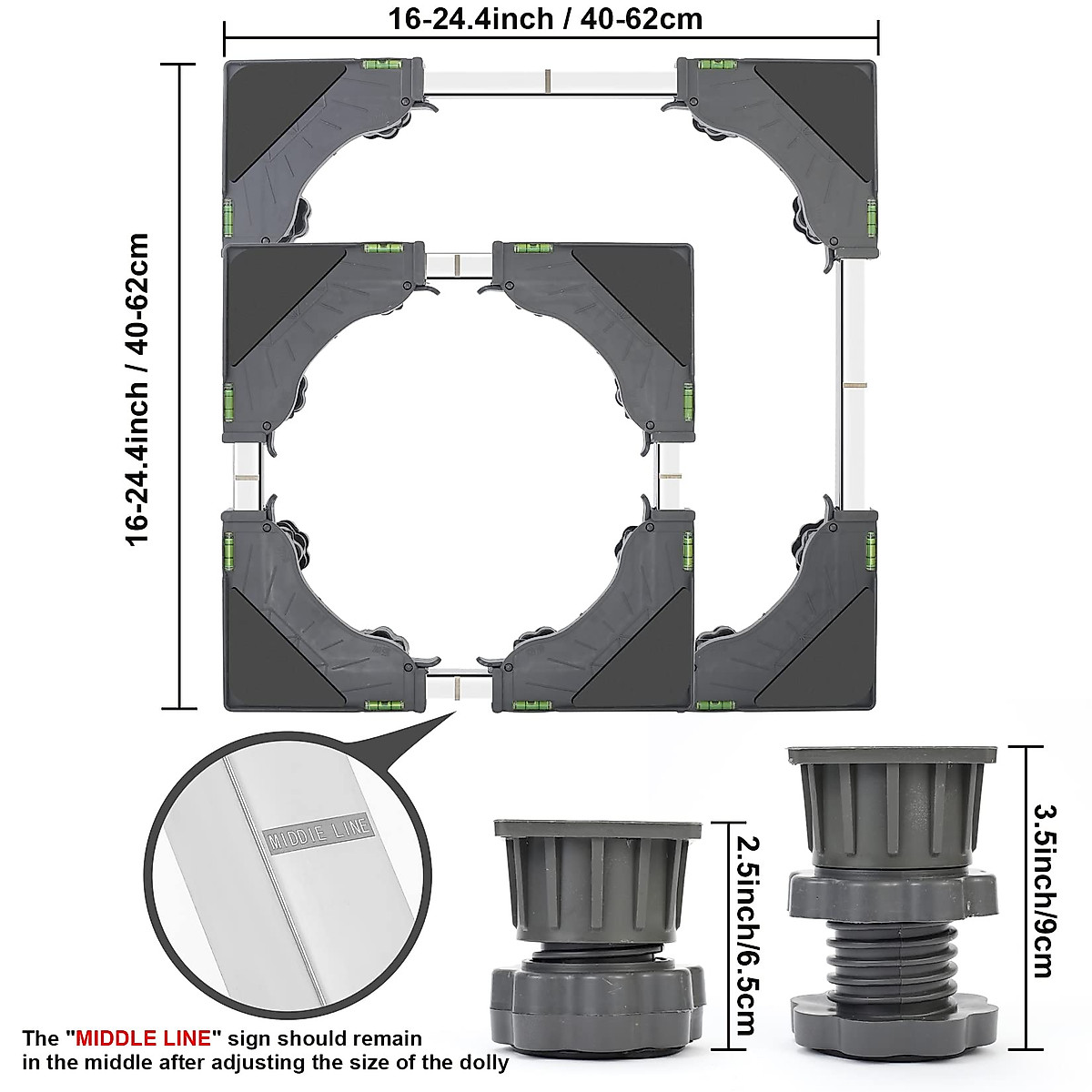 WBD WEIBIDA Mini Fridge Stand Adjustable Refrigerator Stand with 4 Strong Feet Universal Washer and Dryer Stand Heavy Duty Washing Machine Pedestal Fridge Platform for Dorm Appliance Universal Base