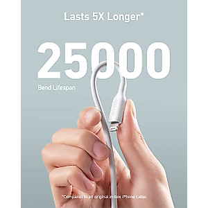 Anker Powerline III Lightning Cable 6 Foot iPhone Charger Cord MFi Certified for iPhone 11 Pro Max, 11 Pro, X, Xs, Xr, Xs Max, 8, 8 Plus, 7 and More, Ultra Durable (White)