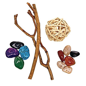 Natural Loose Parts Set of 4, Excellerations Loose Parts, Stones, Sticks and Wicker Balls for Sorting and Counting, upcycled Materials, Educational Toys for Kids