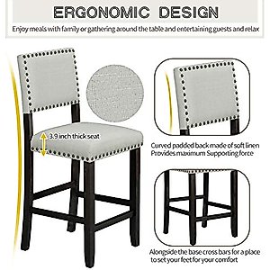 P PURLOVE 5 Piece Dining Set Kitchen Table Set Counter Height Table Set with One Rectangle Table and 4 Cushioned Chairs for 4 Persons Dining Room Table Set for Small Place(Table and 4 Chairs)