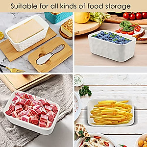 Ceramic Butter Dish with Lid and Knife, Porcelain Butter Container for Countertop, Butter Holder Keeper Double Silicone Seals, Perfect for West or East Coast Butter