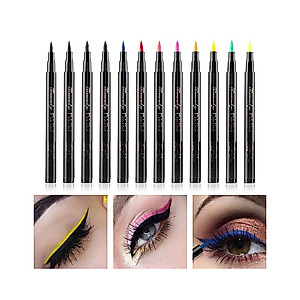 DNM Cat Eye Makeup Waterproof Neon Colorful Liquid Eyeliner Pen Make Up Comestics Long-lasting Black Eye Liner Pencil Makeup Tools (green)