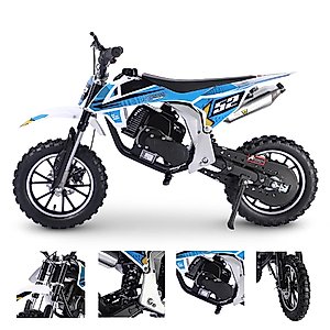 Aluminum Frame 52CC 2-Stroke Kids Dirt Off Road Mini Dirt Bike, Gas Motorcycle for Age 8 and Up (Not CA Compliant)