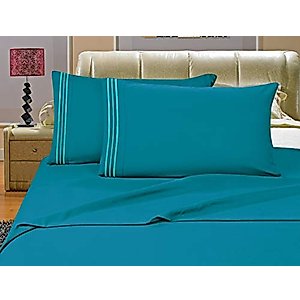 Elegant Comfort 1500 Thread Count Egyptian Quality 4-Piece Bed Sheet Sets, Deep Pockets - Luxurious Wrinkle Free & Fade Resistant, Queen, Turqouise