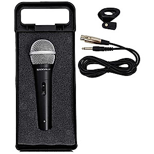 Rockville High-End Metal DJ Handheld Wired Microphone Mic w (2) Cables (RMC-XLR), Black