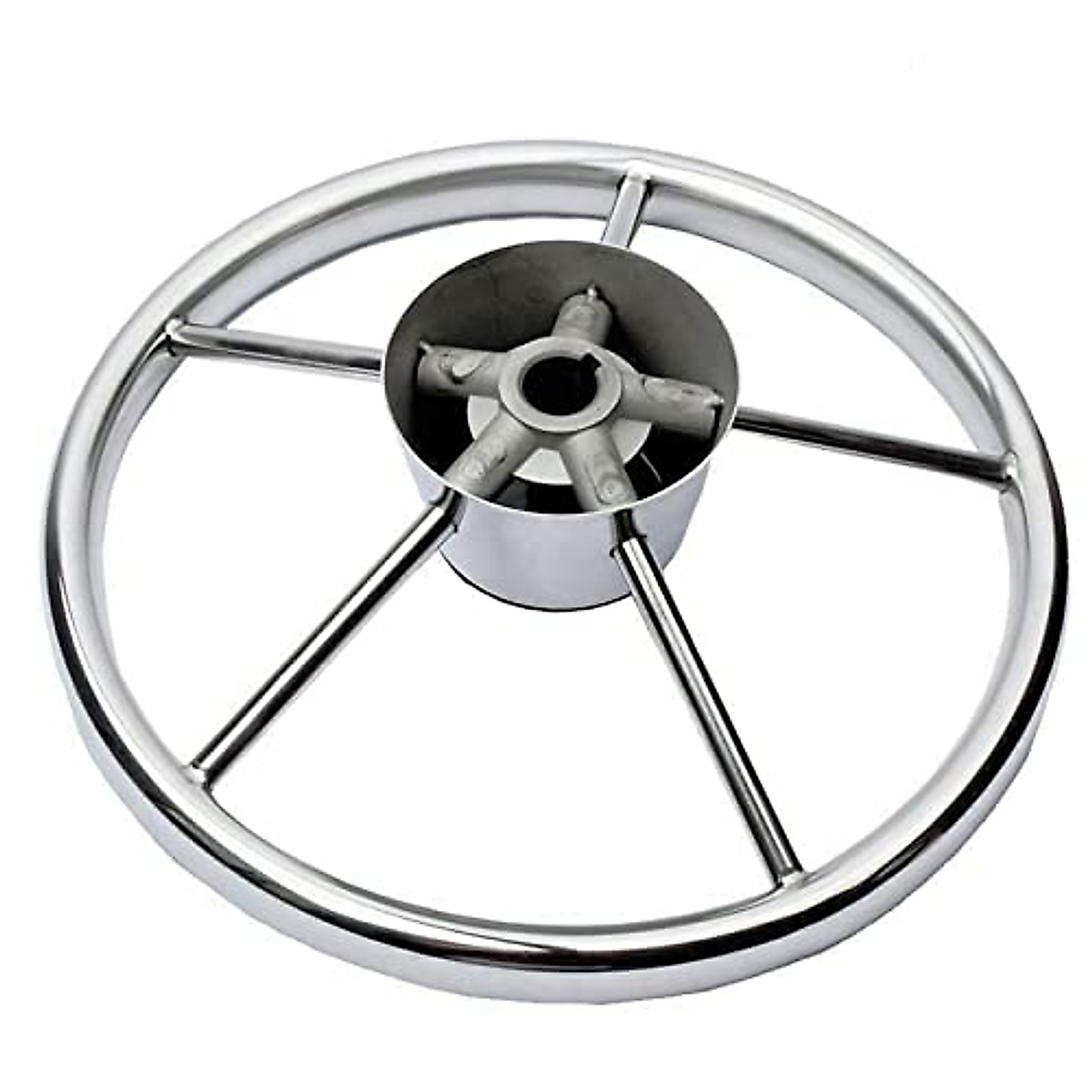 13-1/2“ Boat Steering Wheel Stainless Steel 5 Spoke Destroyer Style Steering Wheel with Knurling for Marine Yacht Boat