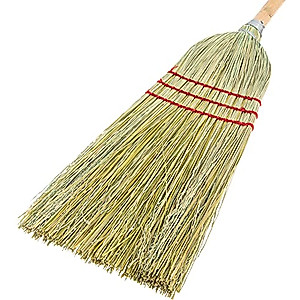 Carlisle FoodService Products 4134967 Corn Blend Warehouse Broom Straw with Wood Handle, 10" Bristle Trim, 55" Length, Natural (Case of 12)