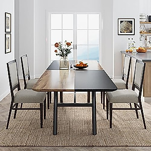 Tribesigns 70.86 inch Dining Table for 6 to 8 People, Industrial Rectangular Kitchen Table with Strong Metal Legs, Large Long Wood Dining Room Table for Living Room, Brown and Black