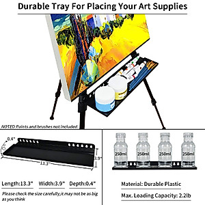 NIECHO 66 Inches Easel Stand with Tray, Aluminum Metal Art Easel Artist Tripod Adjustable Height from 17" to 66" with Carry Bag for Table-Top/Floor Painting and Displaying