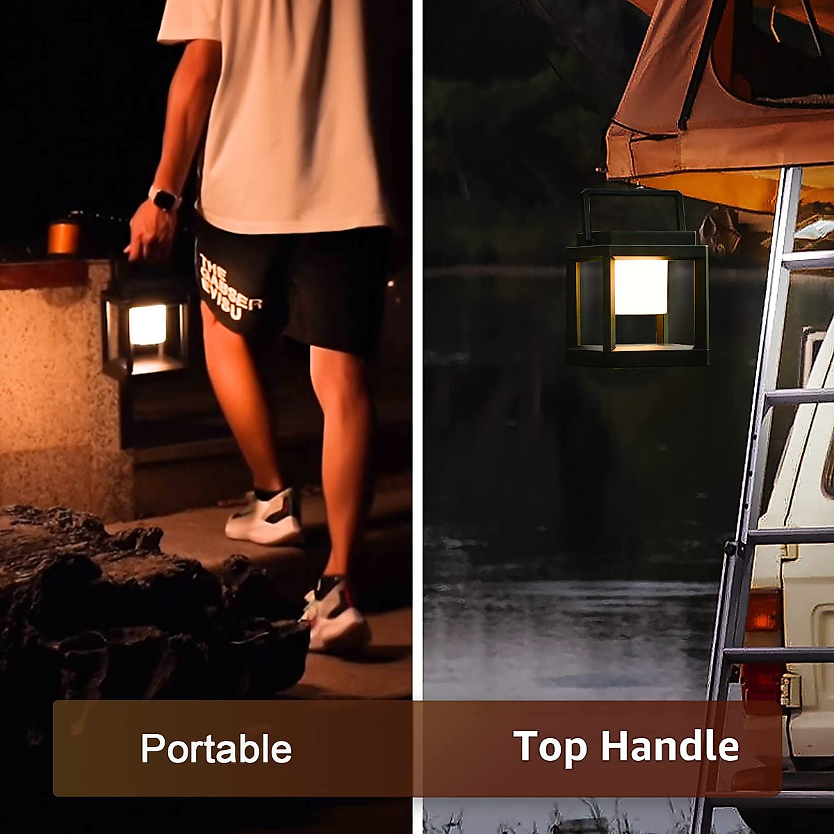 Solar Lantern Outdoor Light, Solar Lanterns Outdoor Waterproof Hanging Lamps Portable Rechargeable LED Nightstand Table lamp for Garden Patio Yard Lawn and Tabletop