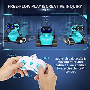 AONGAN Robot Toys - Remote Control Robot Toys for Kids, Dancing Singing Music LED Eyes Demo, Interactive Engaging Robots, USB Charging Tech Gifts Toys for Boys Girls 3 4 5 6 7 8 9 Years Old (Blue)