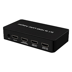 HDMI Switch with eARC Audio Extractor,4K60Hz HDMI Switch 4 in 1 with Audio Out,Supports IR Remote,18Gbps,eARC/ARC,Soundbar,HDCP 2.2,LPCM 7.1,HDR10,Dolby Digital Plus (Black 201EARC)