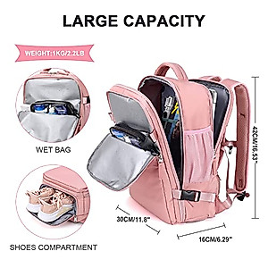 coowoz Travel Backpack For Women Men Airline Approved,Pink Carry On Backpack,Large Hiking Backpack Waterproof Outdoor Sports Rucksack Casual Daypack Fit 15.6 Inch Laptop Backpack College Backpack