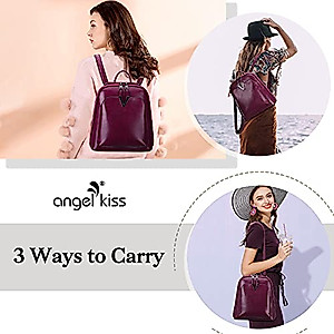 Backpack Purses for Women Angelkiss Ladies Fashion PU Leather Backpack Anti Theft Shoulder Handbags