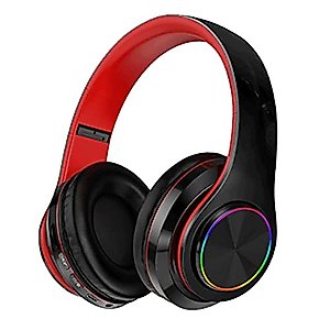 Head-Mounted Bluetooth Headphone, LED Lights Glowing Headphones Earphone Support Wired and Wireless,9D Surround HiFi Stereo Sound, for Video Game,Sports,Driving,Fitness,for iOS