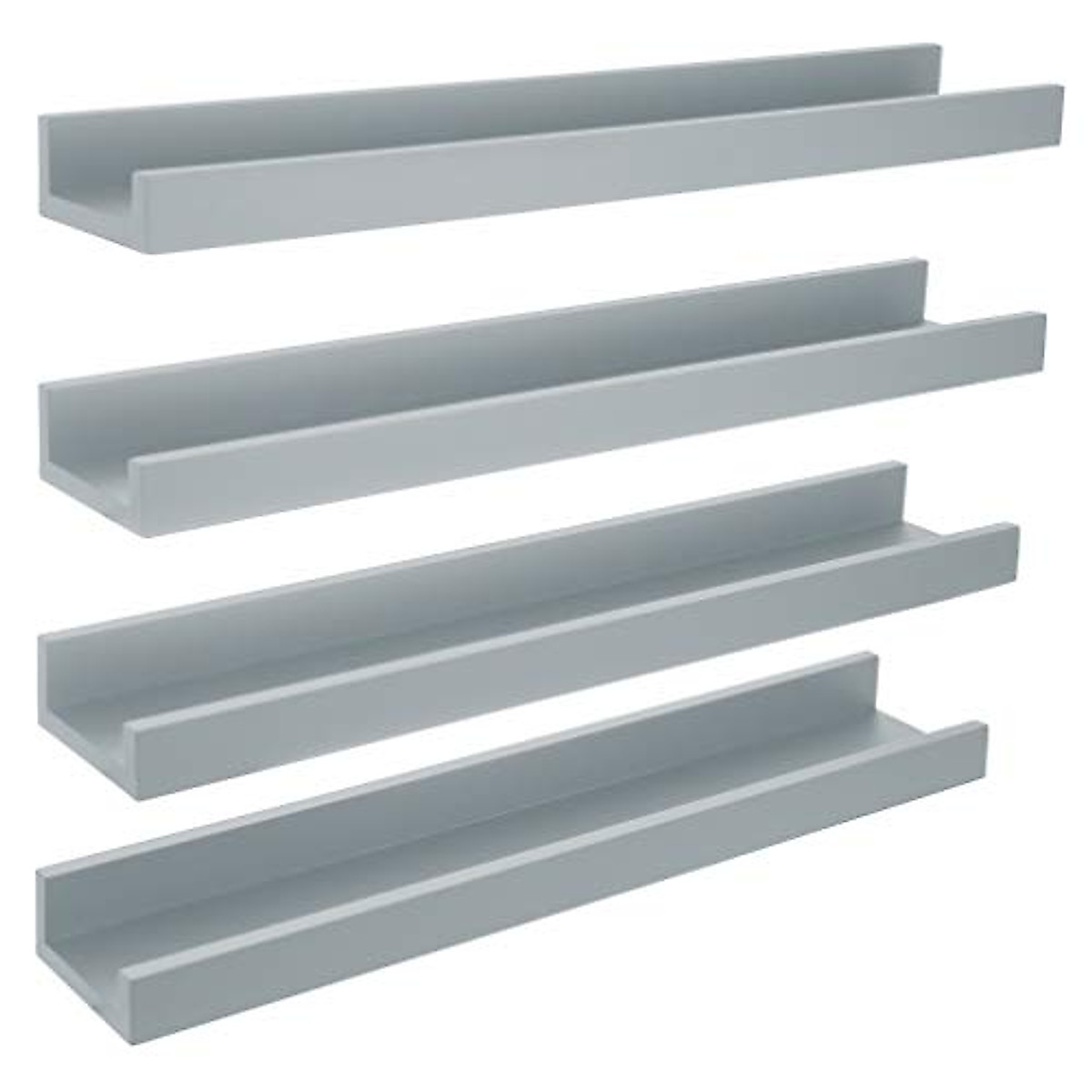 Kiera Grace Edge Floating Photo Frame Shelf-Cloud, 23" x 4", Set of 4 Wall Organization, Light Grey