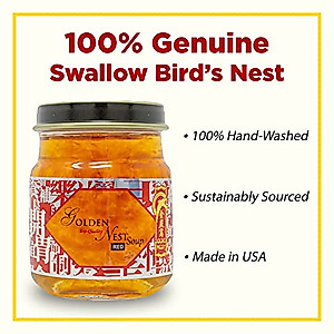 Golden Nest Premium Bird Nest Soup, Swallow Bird Nest 100% Natural - Made in USA, (燕窩) 6 bottles x 75ml (2.5 oz.) - (Red)