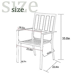 SAILARY Stackable Patio Dining Chairs, Outdoor Metal Chairs with Armrest Support 325lbs, Set of 4…