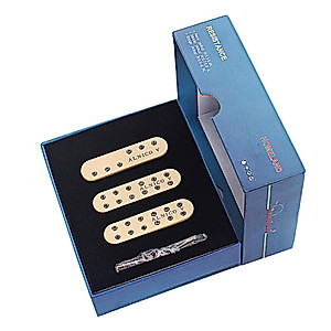 Alnicov Set of 3 Alnico V Single-Coil-Sized Humbuckers Neck/Middle/Bridge Pickups for Stratocaster Electric Guitar Replacement 12K(N)/14K(M)/16K(B)