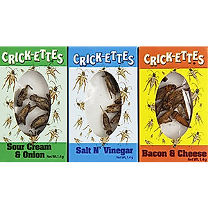 Crick-ettes Sampler Gift Pack- Sour Cream and Onion, Bacon and Cheese, Salt and Vinegar 0.05 Ounce (Pack of 3)
