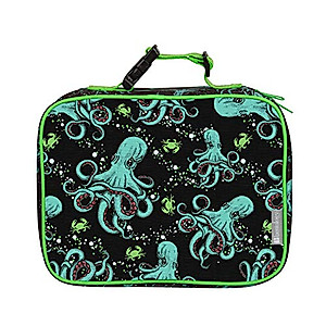 Bentology Boys Octopus Lunch Box, Durable Insulated Tote for Bento Boxes, Fits 8"x10"x3"