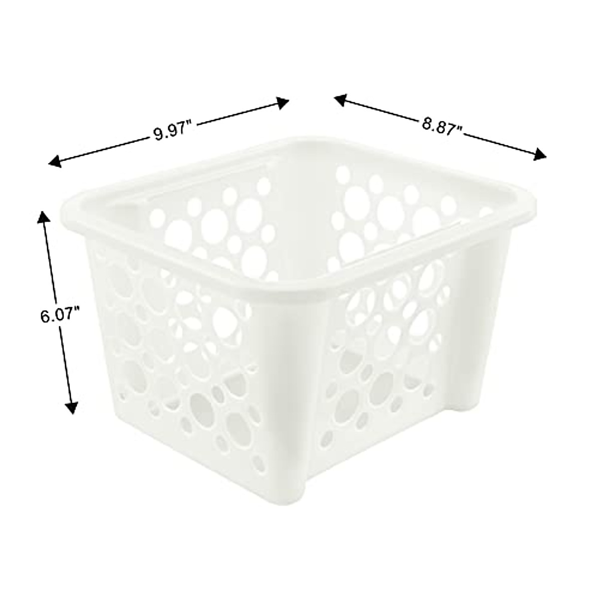 Organize Your Home Small Stackable White Storage Containers with Open Tops, 4 Pack, Great Organizing Bins for Kitchen Pantry, Closet, Bedroom, and Bathroom Storage, 10” x 8.9” x 6.1”