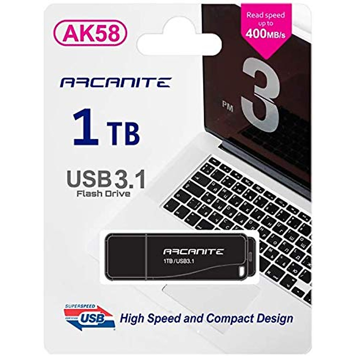ARCANITE 1TB USB 3.1 Flash Drive - Optimal Read speeds up to 400 MB/s, Write speeds up to 200 MB/s (AK581T)