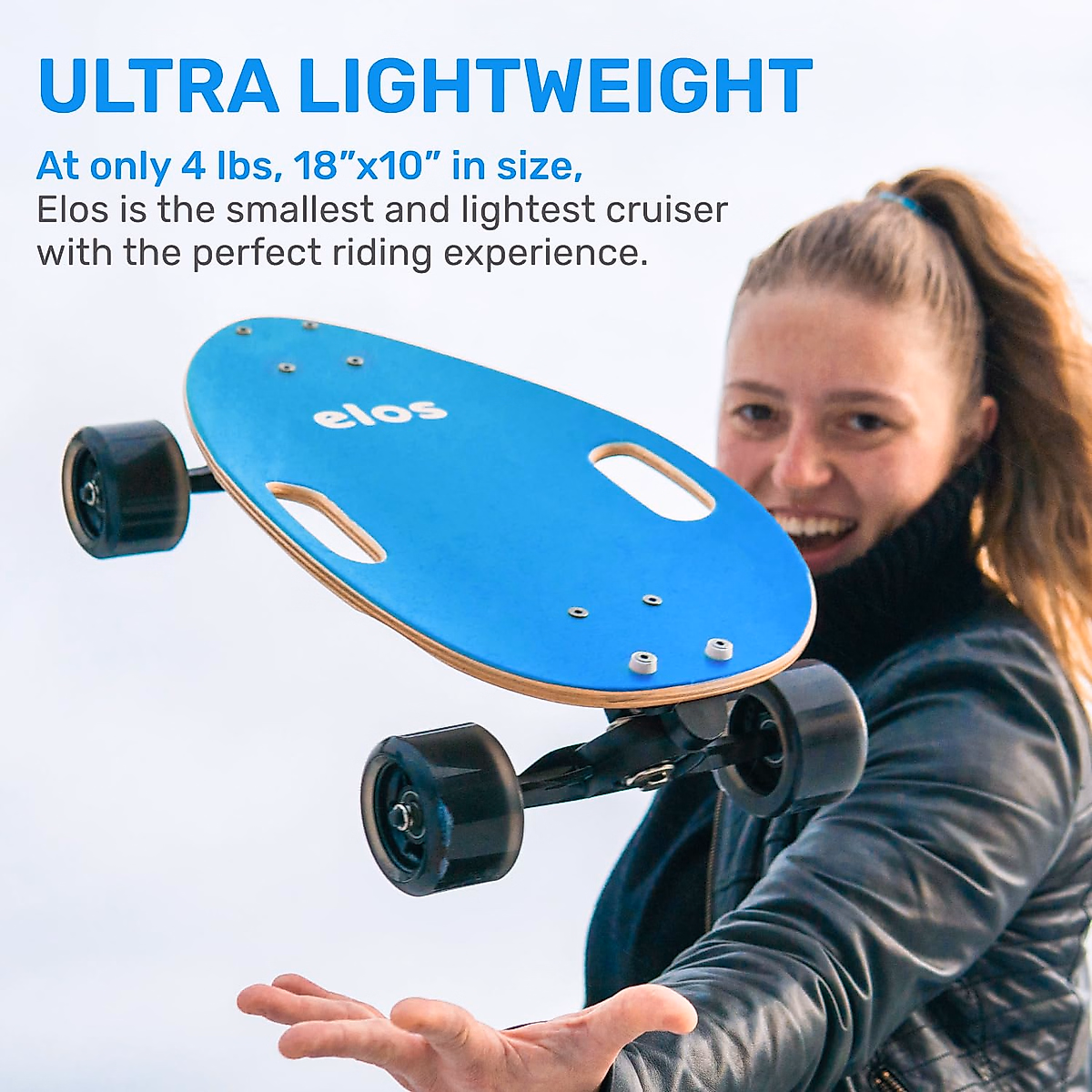 ELOS Skateboards Complete Lightweight - Mini Longboard Cruiser Skateboards Built for Beginners and Urban commuters. Gift Ready, Bagged. Wide and Stable Wooden Skateboard Deck. Campus Board.