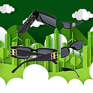 NLEYANB 5 Pieces Y2K Small Rectangle Square Sunglasses Bulk for Women UV400