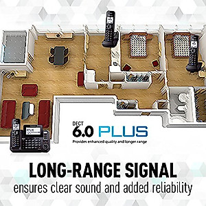 Panasonic 2-Line Cordless Phone System with 2 Handsets - Answering Machine, Link2Cell, 3-Way Conference, Call Block, Long Range DECT 6.0, Bluetooth - KX-TG9542B (Black)