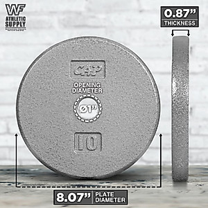WF Athletic Supply Traditional/Classic 1-inch Hole Standard Solid Cast Iron Weight Plates - Great for Strength Training, Weightlifting, Bodybuilding & Powerlifting, Multiple Choices Available