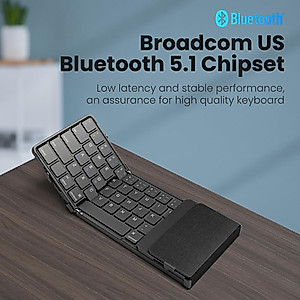 Blesid Foldable Bluetooth Keyboard with Number pad, Seamless, Ultra Light(8.3oz) Full Size Folding Wireless Keyboard with Numeric keypad, Windows, Mac OS, iOS, Android, Tablets, Laptops, PC