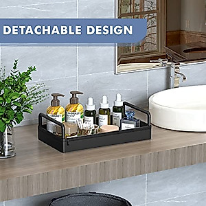 SOLEJAZZ Under Sink Organizer and Storage, 2 Tier Under Cabinet Basket Organizer, Multi-purpose Under Sink Storage Shelf for Bathroom Kitchen, Cabinet Storage with Hooks and Hanging Cups, Black,3 Pack