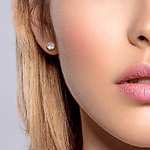 DiamonLite 1 Ct Round CZ 925 Sterling Silver Bezel Set Studs Earrings for Women and Men - Bezel Set CZ Earrings, 18K Gold Plated 925 Silver CZ Bezel Stud Earrings, Gold CZ Earrings for Women and Men