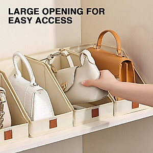 DIMJ Closet Organizers for Purses and Bag Storage, Small Storage Bins Foldable, Storage Baskets for Shelves, Wardrobe, Bedroom, Office - Fabric Cube Storage 6 Pack(Beige, 5.9 x 11.8 x 6.7 in)