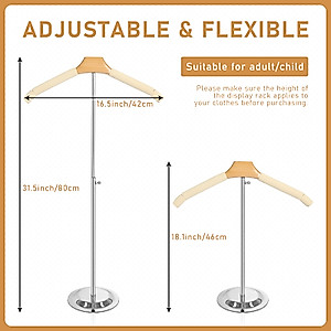 𝟐 𝐏𝐜𝐬 Adjustable T Shirt Display Adult/Child Flexible Shoulder Stand Shirt Rack for Vendors, Portable Hanging Metal Clothing Display, Garment Hanger Rack Coat Holder for Retail -31.5 Inch Height