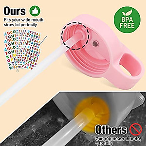 Desing Wish 6 PCS Replacement Straws Compatible with Hydro Flask/Stanley IceFlow Wide Mouth Bottle Straw Lid, BPA Free Water Bottle Straw for Wide Mouth Straw Cap with 3 Brushes and Some Stickers