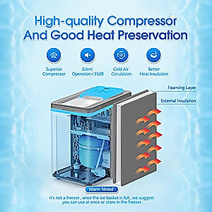 VECYS Countertop Ice Maker Machine, 9 Bullet Ice Cubes Ready in 8 Mins 26LBS in 24 Hours, Self-Clean 1.8L Portable Ice Maker with Ice Scoop and Basket, Great for Home, Office, Grey and Blue