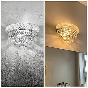 Homeooze 2-Lights Empire Crystal Wall Sconce Light for Living Room Dining Room Bathroom Vanity Mirrors Hallway Bedroom Closet Stairway (Chrome)