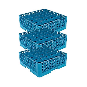 CFS RG25-214 OptiClean 25 Compartment Glass Rack with 2 Extenders, Blue
