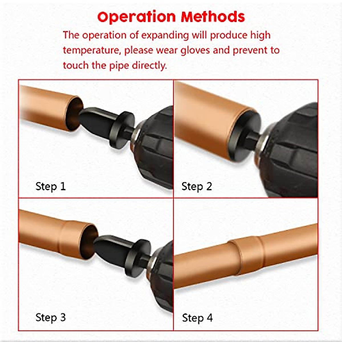 HVAC Tools Drill Bit Set, Air Conditioner Copper Pipe Expander Swaging Tool, Copper Tube Flaring Tool Spin Bit Set, 6 Pcs Bit Kit Includes 1/4'', 3/8'', 1/2'', 5/8'', 3/4'', 7/8'' Bits