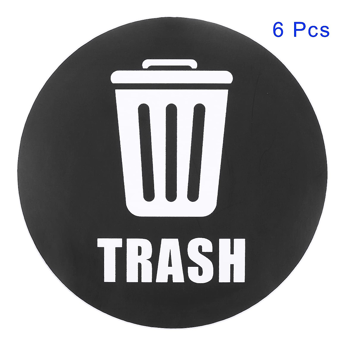 M METERXITY 6 Pack Recycle Sticker - Home Trash Can Labels, Strong Adhesion & Smooth Surface, Apply to Kitchen/Garden Trash Bin (5 Inch, White on Black)